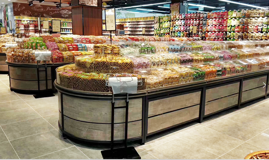 GMG-004 ECOBOX Supermarket Bulk Food Shelf Wooden Display Cabinet ...